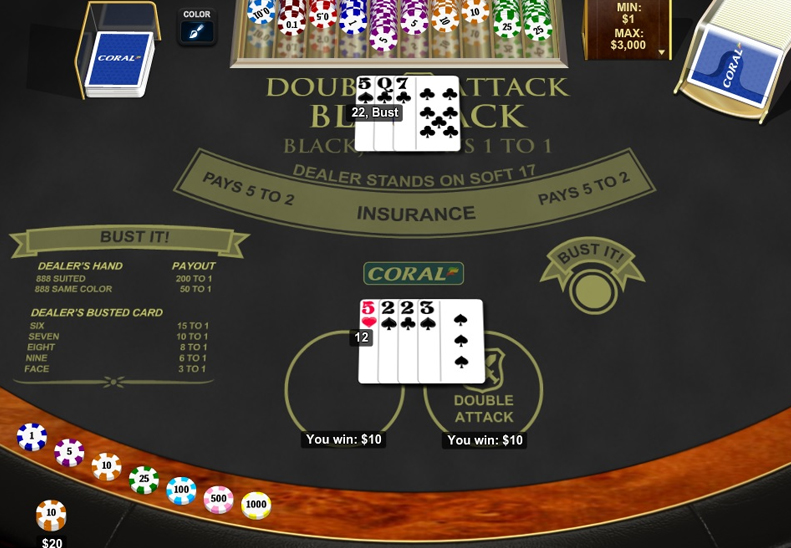 Double Attack Blackjack | Soorten Blackjack | Gokgids.nl